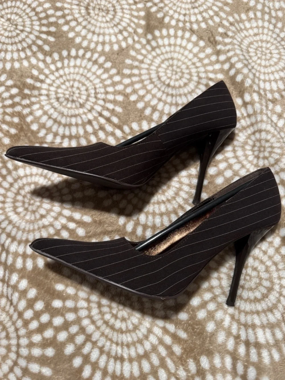 Anne Michelle | Shoes | Anne Michelle Dark Brown Pinstripe Pointed ...